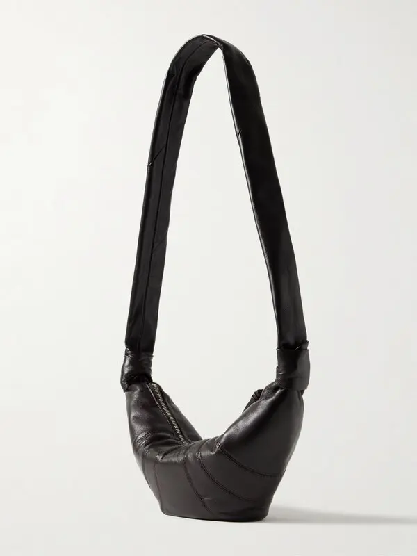 LEMAIRE Croissant Small Paneled Leather Shoulder Bag - Brown