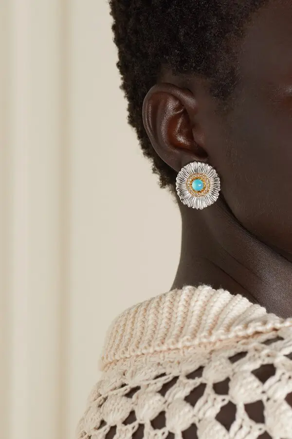 Buccellati Daisy Gold-plated Sterling Agate And Diamond Earrings