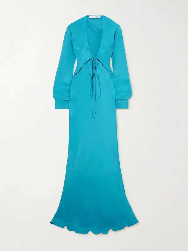 Christopher Esber Triquetra Cutout Silk-satin Maxi Dress - Blue