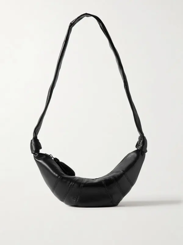 LEMAIRE Croissant Small Paneled Leather Shoulder Bag - Black