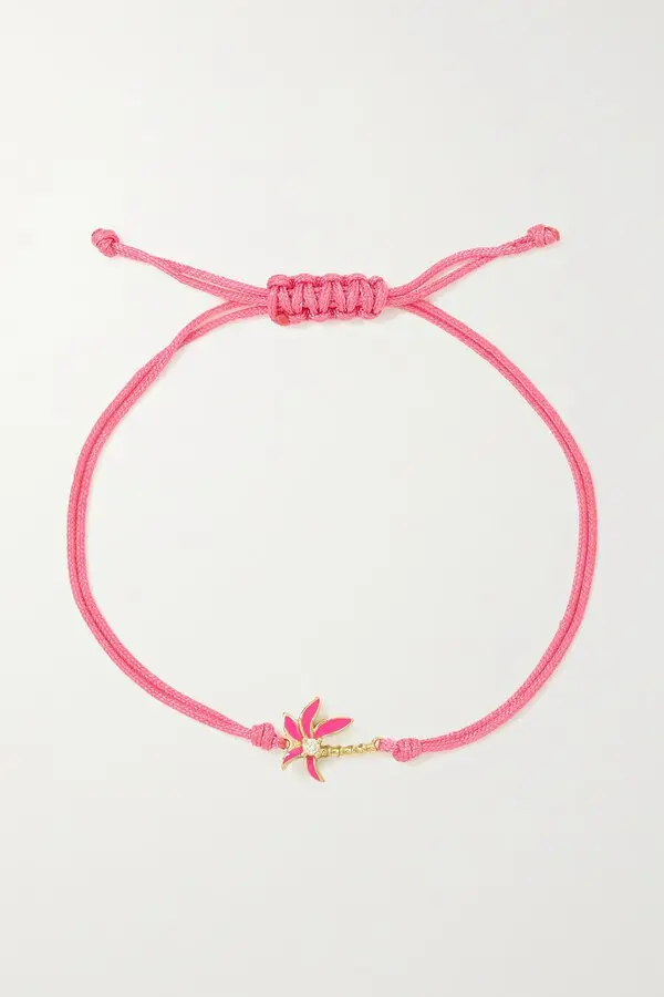 Yvonne Léon 9-karat Cord, Enamel And Diamond Bracelet - Gold