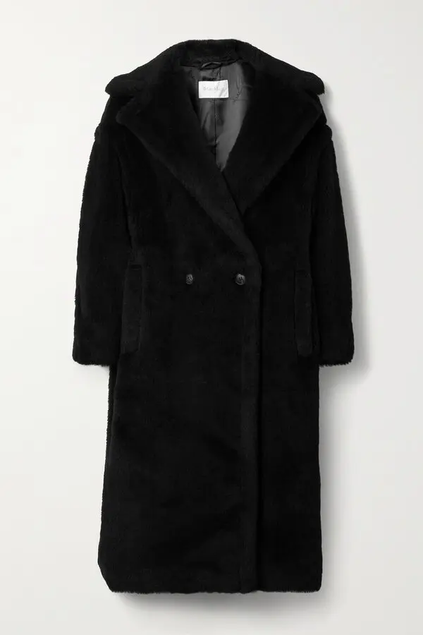 Max Mara Tedgirl Double-breasted Alpaca, Wool And Silk-blend Coat - Black