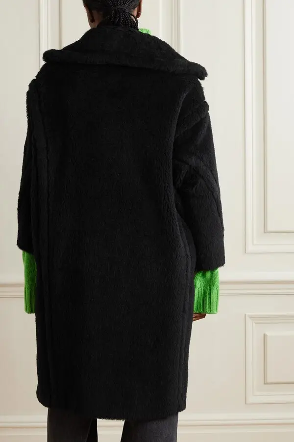 Max Mara Tedgirl Double-breasted Alpaca, Wool And Silk-blend Coat - Black
