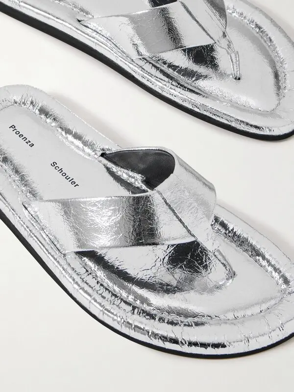 Proenza Schouler Cooper Crinkled-leather Flip Flops