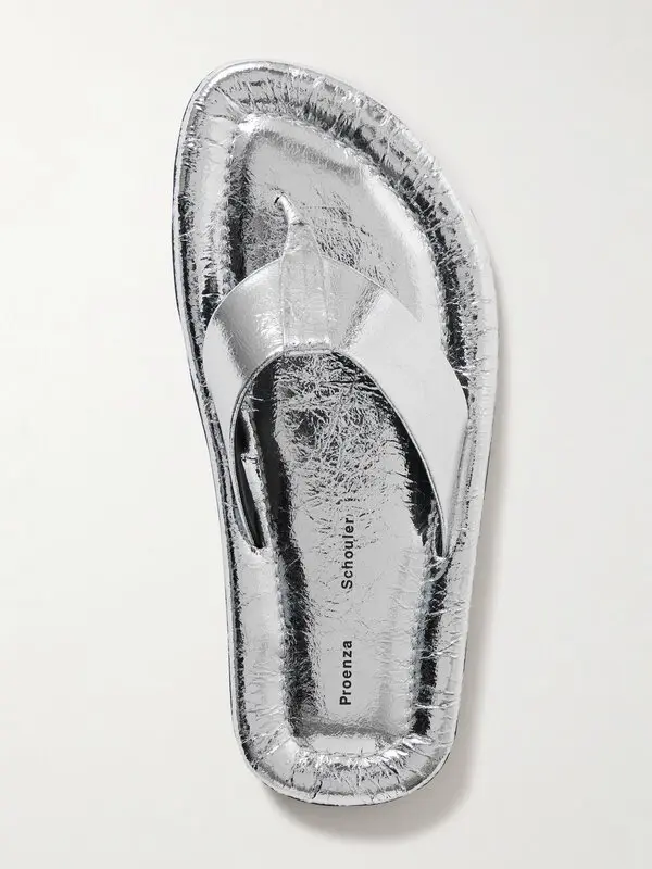 Proenza Schouler Cooper Crinkled-leather Flip Flops