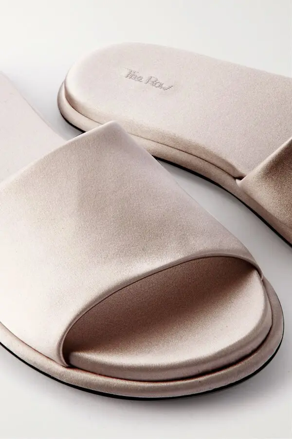 THE ROW Canal Satin Slides - Gray