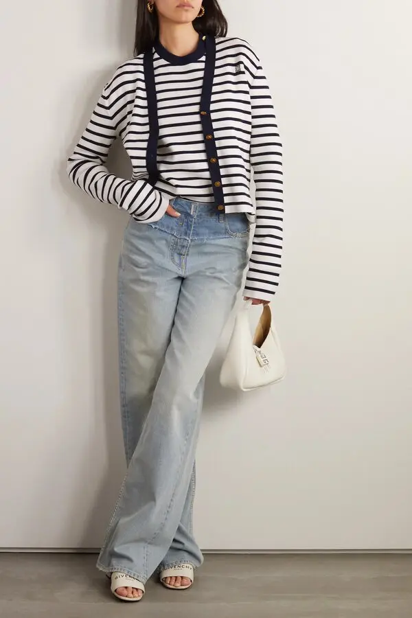 Givenchy Button-embellished Striped Cotton Sweater