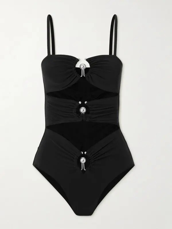 Christopher Esber Cutout Embellished One-piece Swimsuit - Black