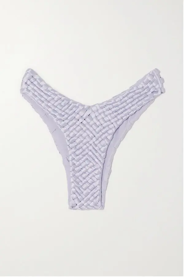 ISA BOULDER Fullweave Woven Stretch-satin Bikini Briefs - Purple