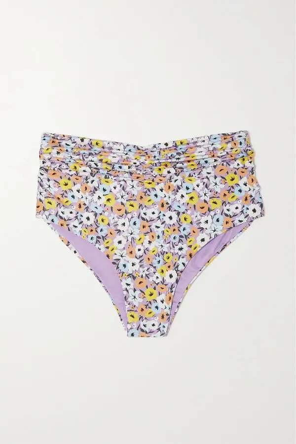Agua Bendita Vaiven Floral-print Bikini Bottom - Purple