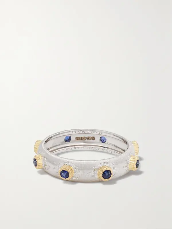Buccellati Eternelle Fusi 18-karat Gold And Sapphire Ring - Silver