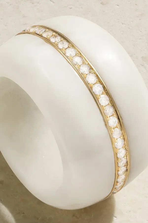 BY PARIAH 14-karat Recycled Gold, Marble And Diamond Ring