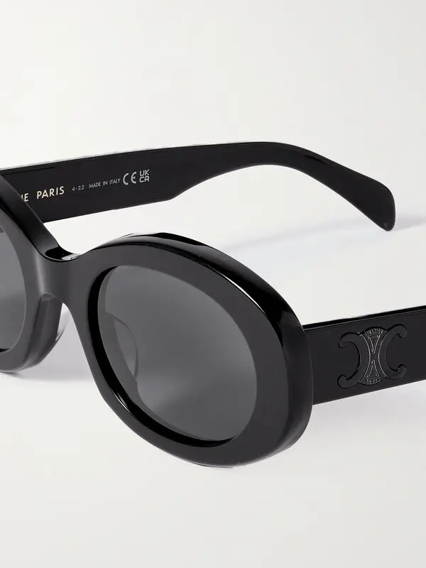 Celine Triomphe Oval-frame Acetate Sunglasses - Black