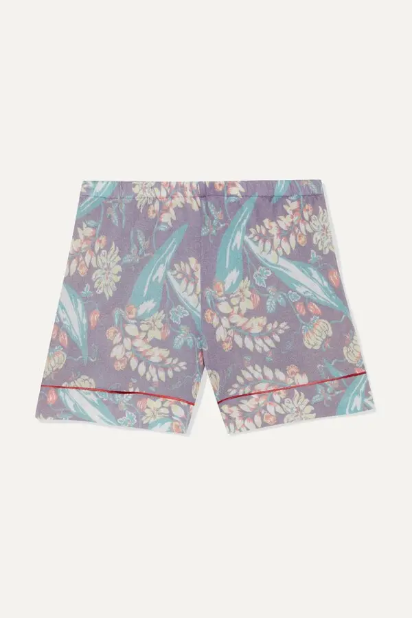 THE ELDER STATESMAN Printed Cashmere And Silk-blend Shorts