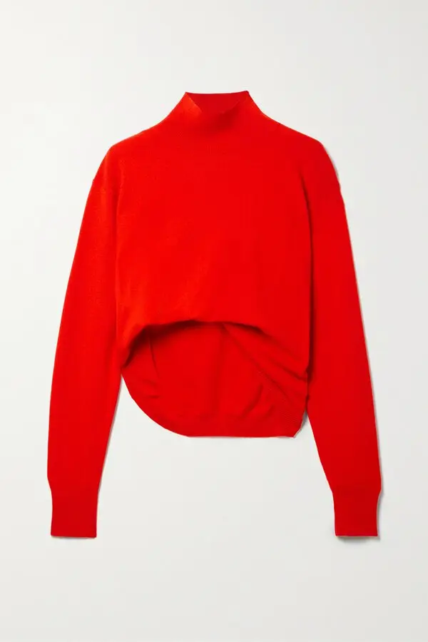 THE ROW Callan Gathered Cashmere Turtleneck Sweater