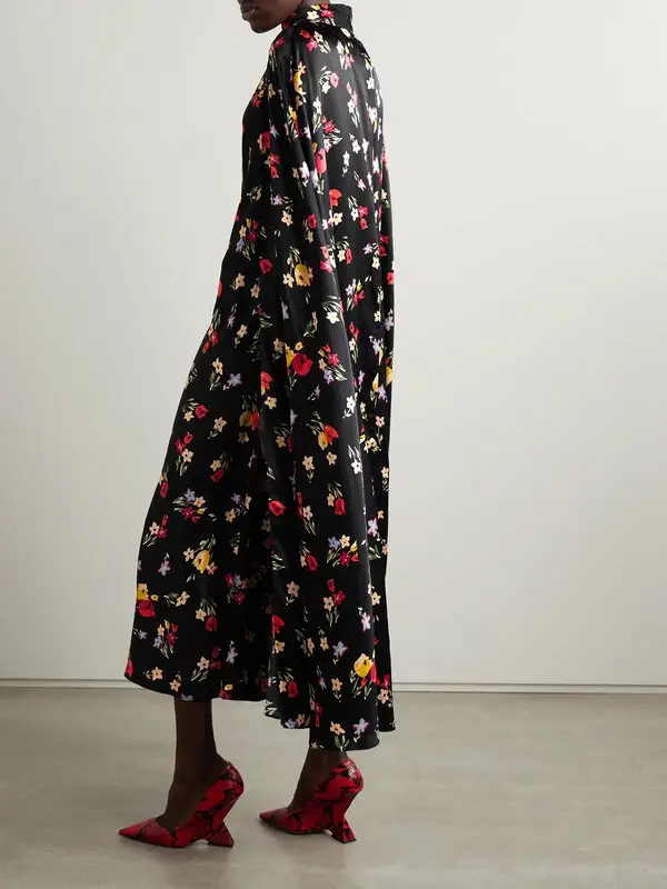 RODARTE Cape-effect Printed Silk-charmeuse Midi Dress
