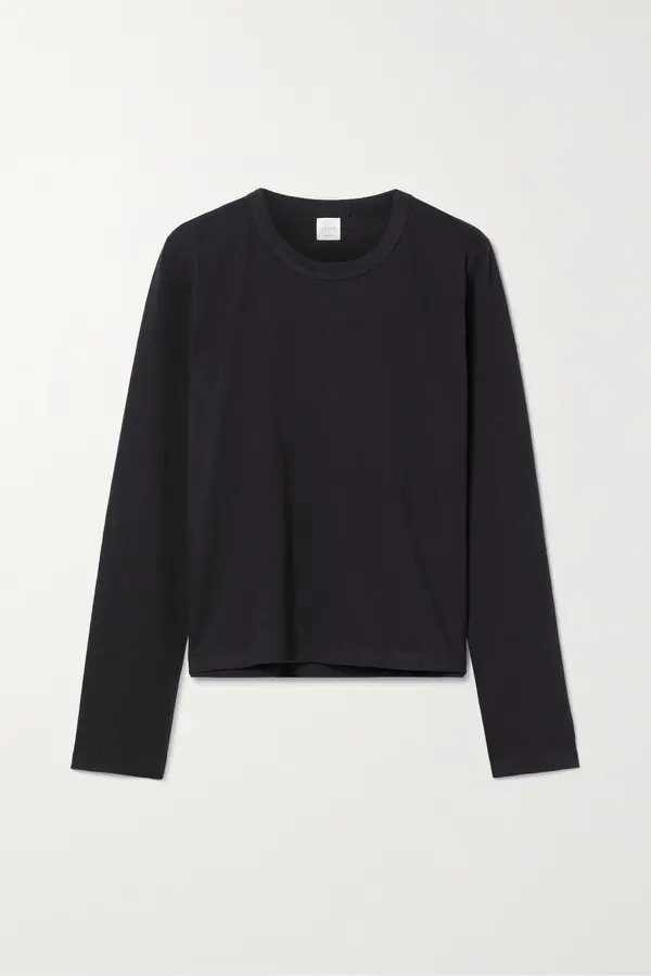 LESET Maya Cotton-jersey T-shirt - Black