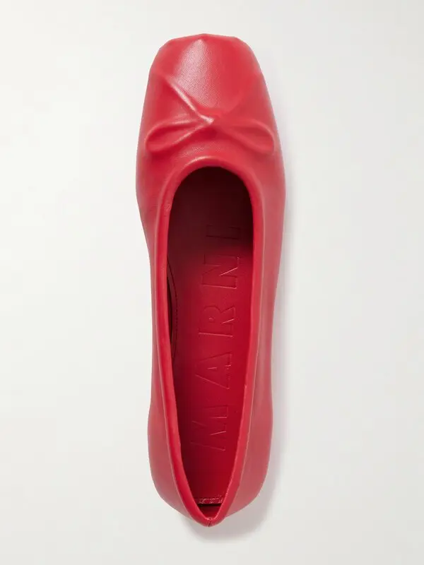 Marni Embossed Leather Ballet Flats - Red