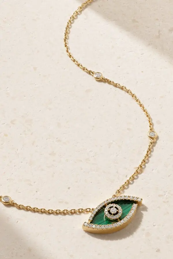 Messika Lucky Eye 18-karat Malachite And Diamond Necklace - Gold