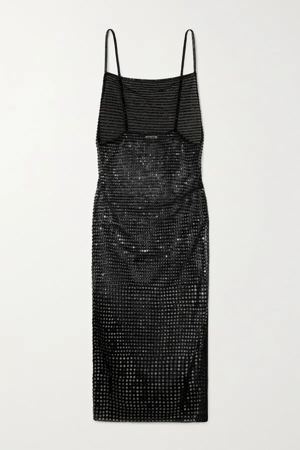 BODE Crescendo Open-back Sequined Mesh Midi Dress