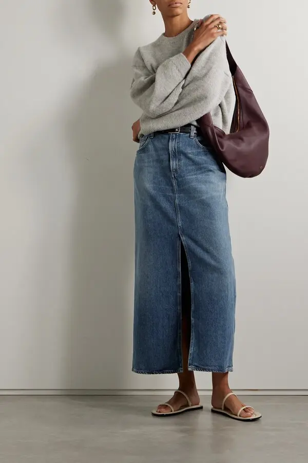 AGOLDE Leif Denim Midi Skirt