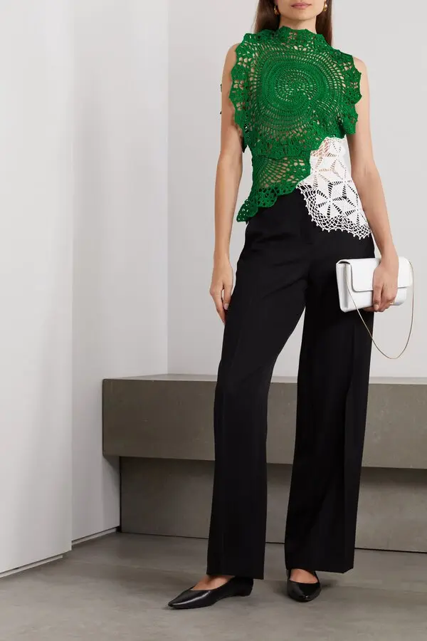 THE ROW Christa Asymmetric Crocheted Cotton Top
