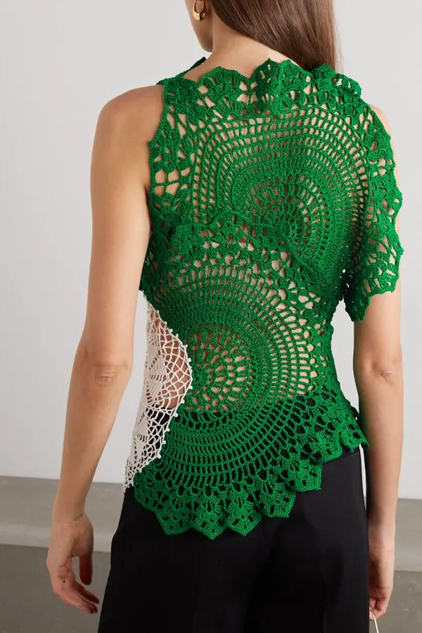 THE ROW Christa Asymmetric Crocheted Cotton Top