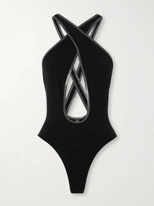Lisa Marie Fernandez Pretzel Cutout Metallic-trimmed Swimsuit - Black