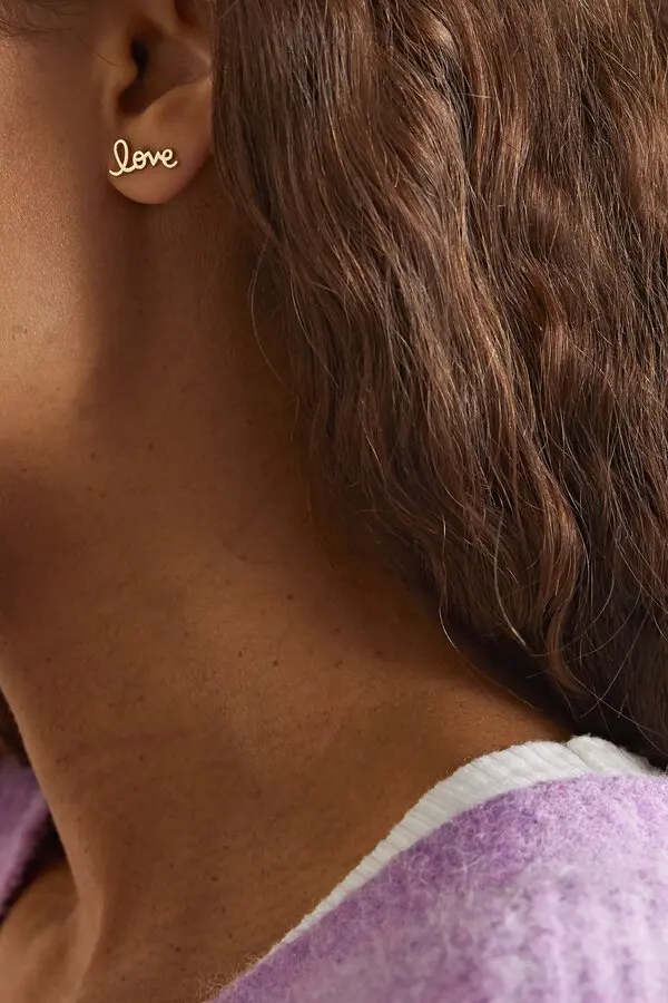 SYDNEY EVAN Tiny Pure Love 14-karat Stud Earrings