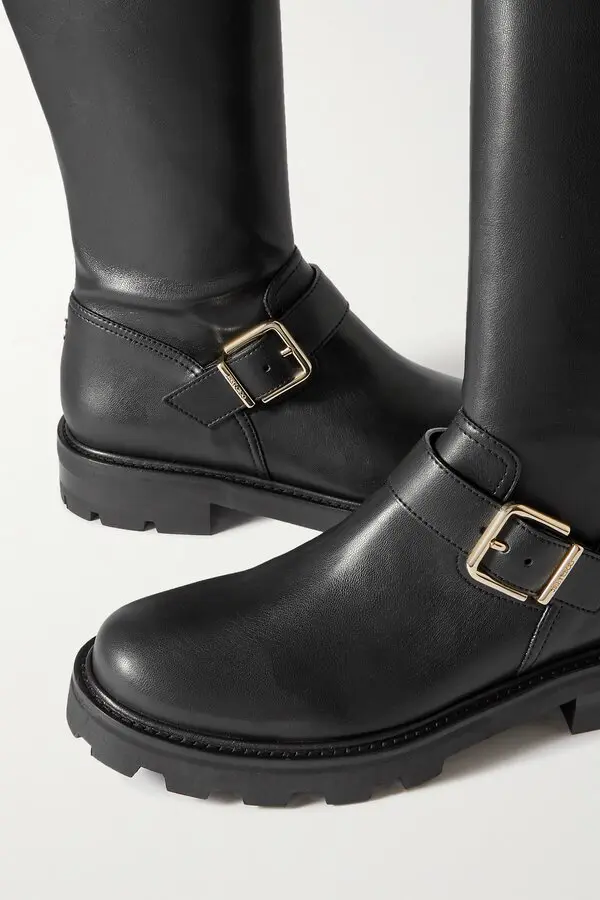 JIMMY CHOO Biker Ii Buckled Leather Over-the-knee Boots