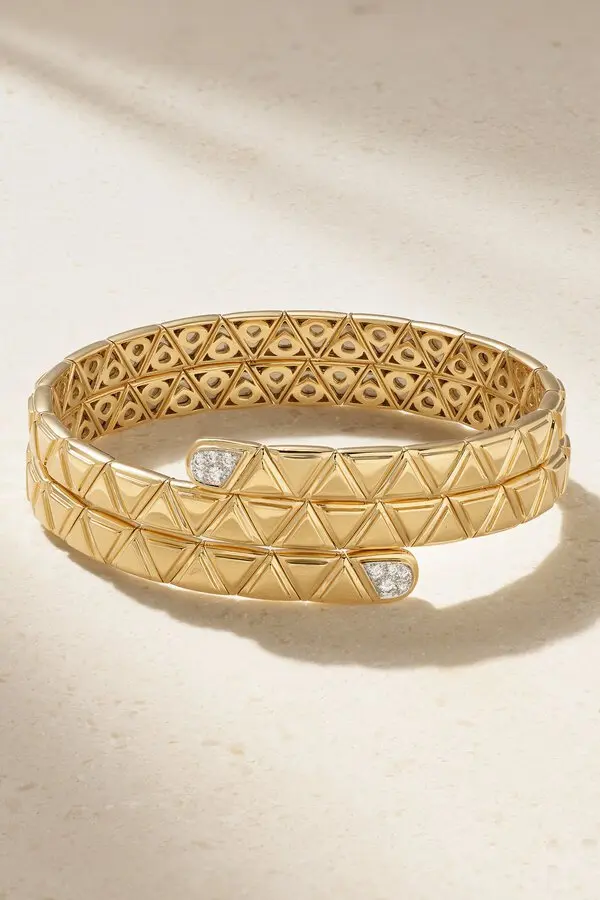Marina B Triangolini Triple 18-karat Diamond Bangle - Gold