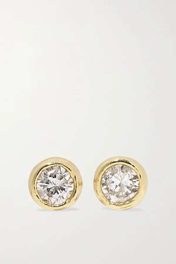 JENNIFER MEYER Mini Bezel 18-karat Diamond Stud Earrings