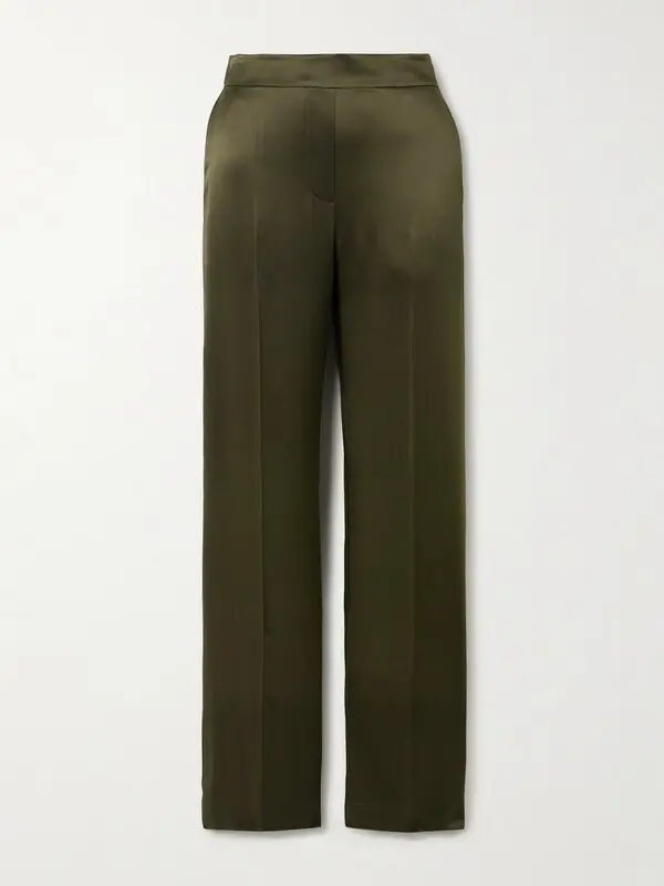 JOSEPH Tova Silk-satin Straight-leg Pants - Green