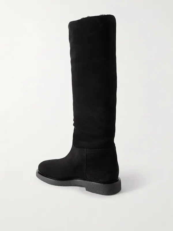 Legres Shearling-lined Suede Knee High Boots
