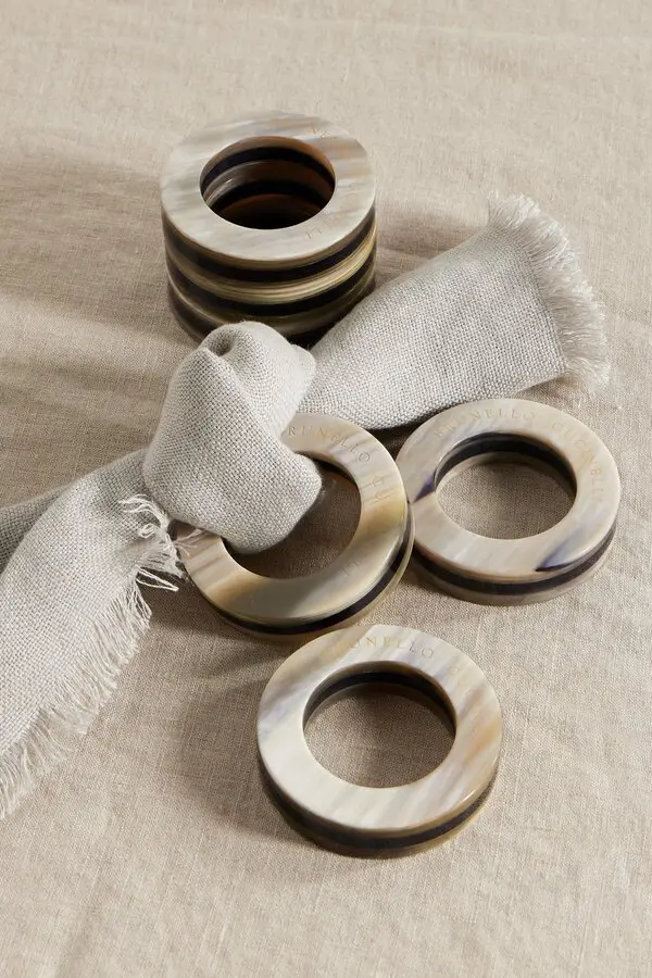 Brunello Cucinelli Set Of Six Horn Napkin Rings - Brown