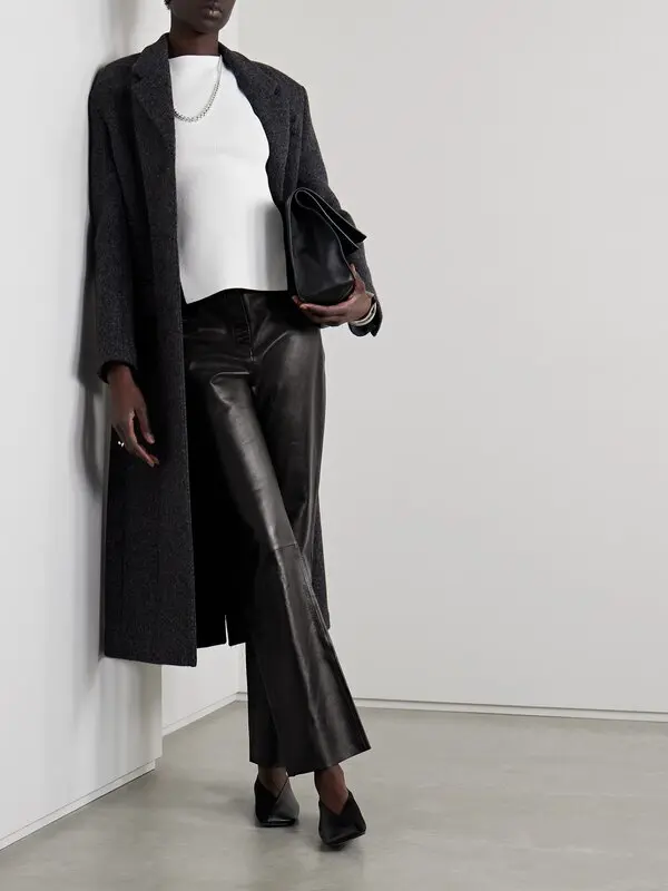 JOSEPH Coleman Leather Slim-leg Pants - Black