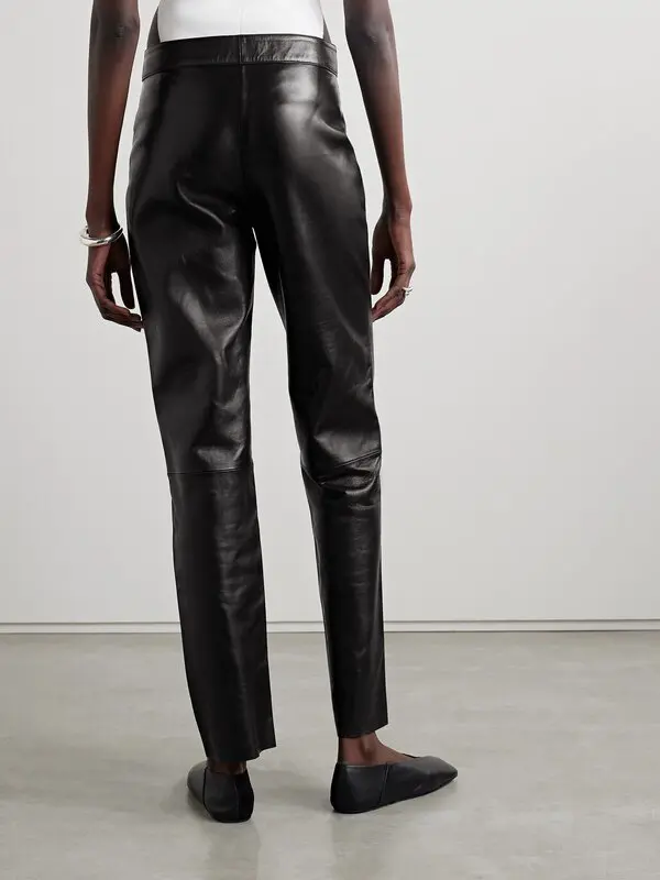 JOSEPH Coleman Leather Slim-leg Pants - Black
