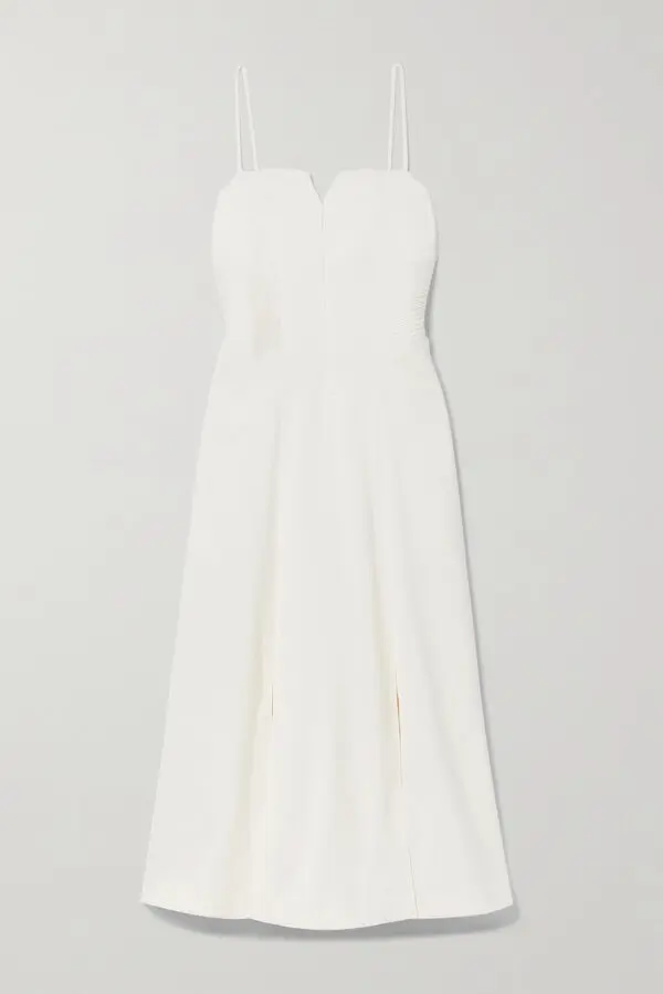 CAES Pintucked Grain De Poudre Maxi Dress