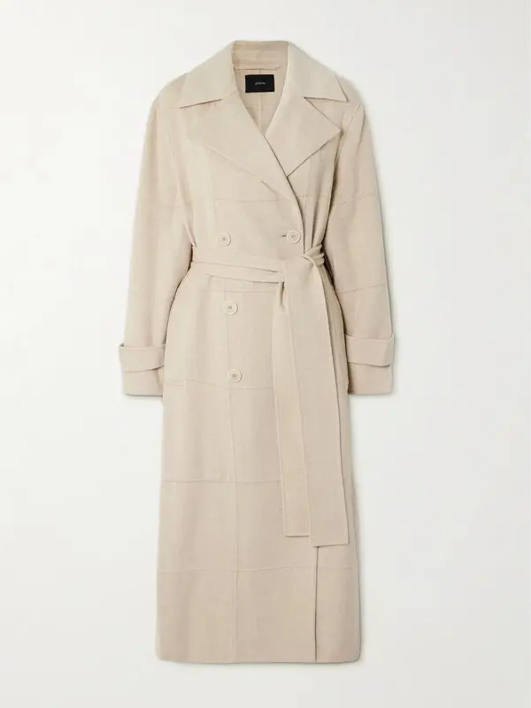 JOSEPH Merton Belted Paneled Wool And Silk-blend Coat