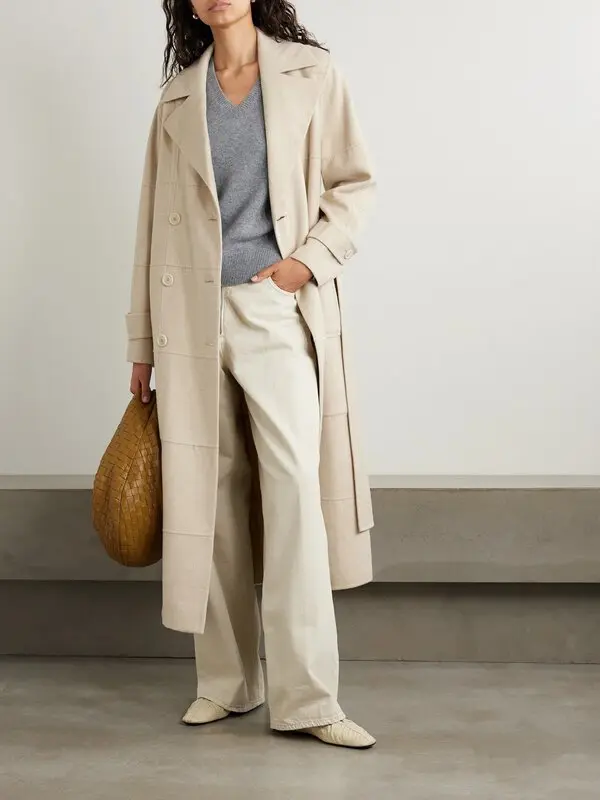 JOSEPH Merton Belted Paneled Wool And Silk-blend Coat