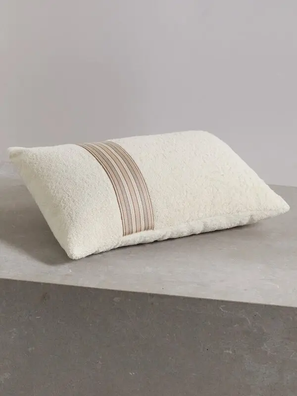 Loro Piana The Suitcase Striped Webbing-trimmed Cotton-terry Beach Pillow - Ivory