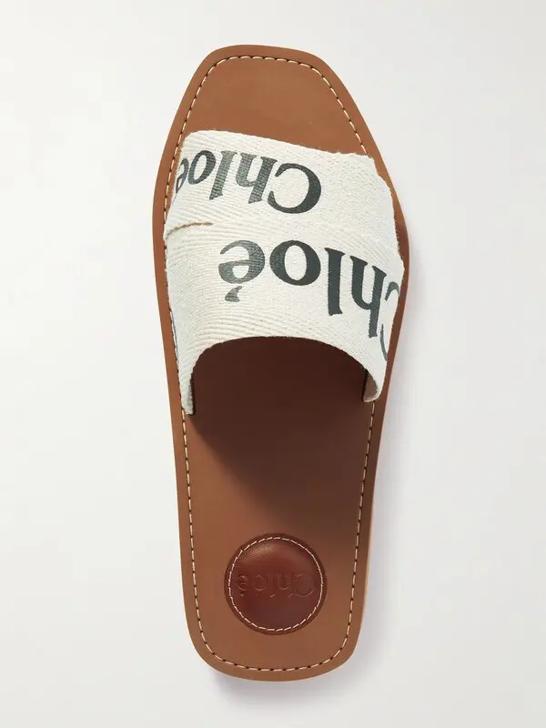 Chloé Woody Logo-print Canvas Slides - White