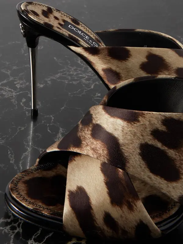 Dolce & Gabbana Leopard-print Satin Mules
