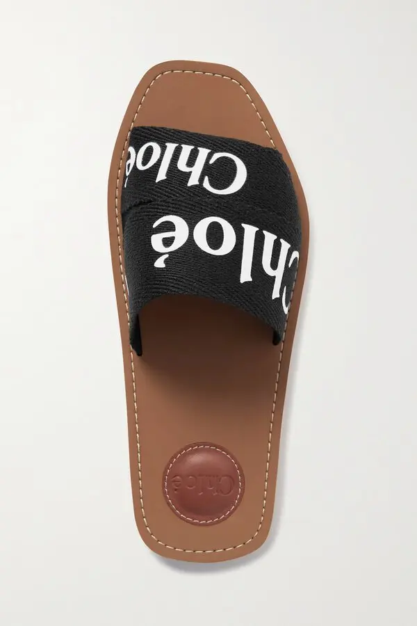Chloé Woody Logo-print Canvas Slides - Black