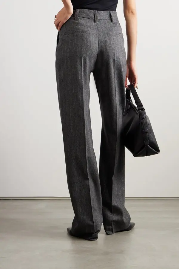 Brunello Cucinelli Striped Pleated Wool-blend Wide-leg Pants