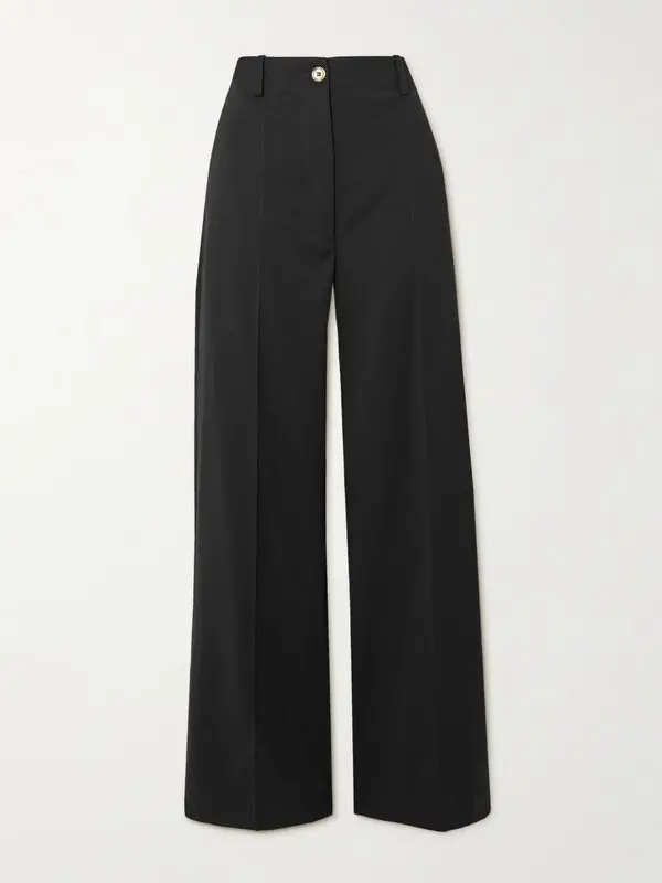 PATOU Iconic Wool-blend Twill Wide-leg Pants - Black