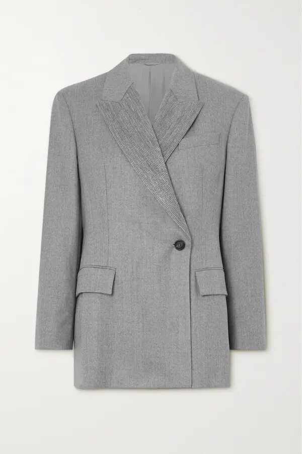 Brunello Cucinelli Ribbed Wool And Wool-flannel Blazer
