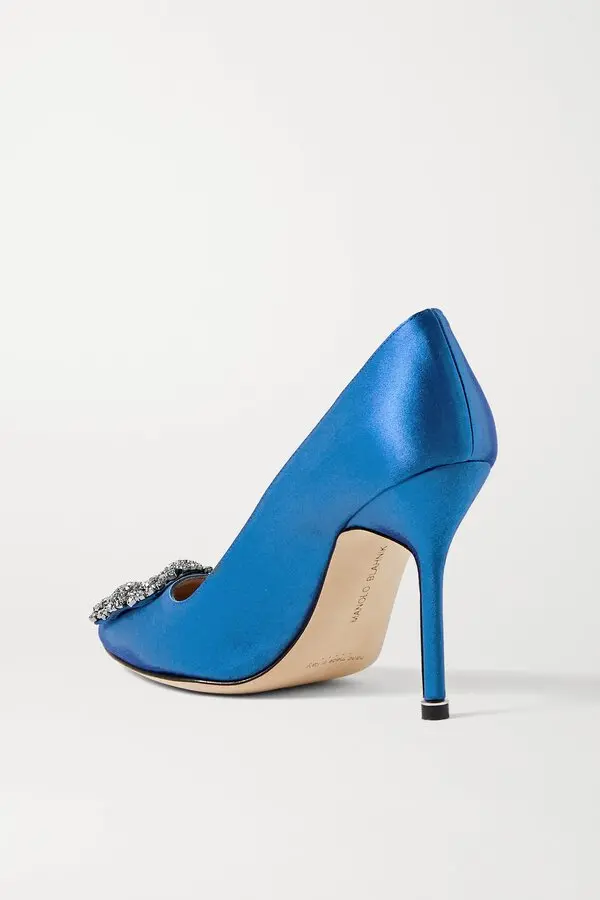 Manolo Blahnik Hangisi 105 Crystal-embellished Pumps - Blue