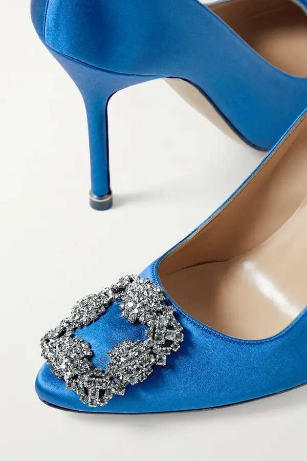 Manolo Blahnik Hangisi 105 Crystal-embellished Pumps - Blue