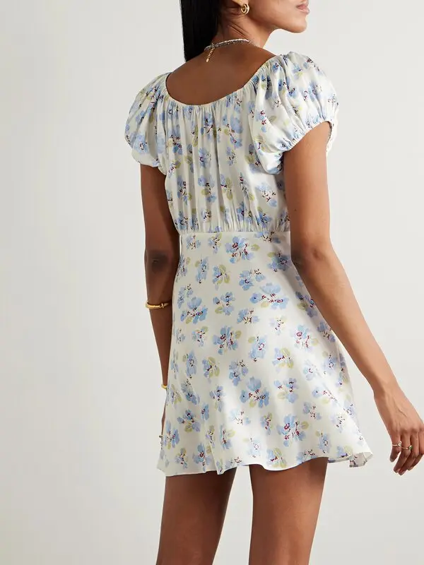DÔEN Sera Floral-print Silk-blend Mini Dress